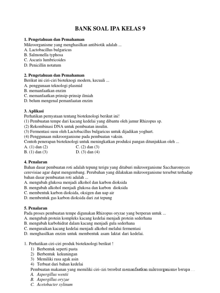 Bank Soal Ipa Kelas 9 PDF | PDF