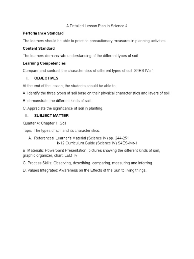Detailed Lesson Plan in Science 4 Soil EDITED | PDF