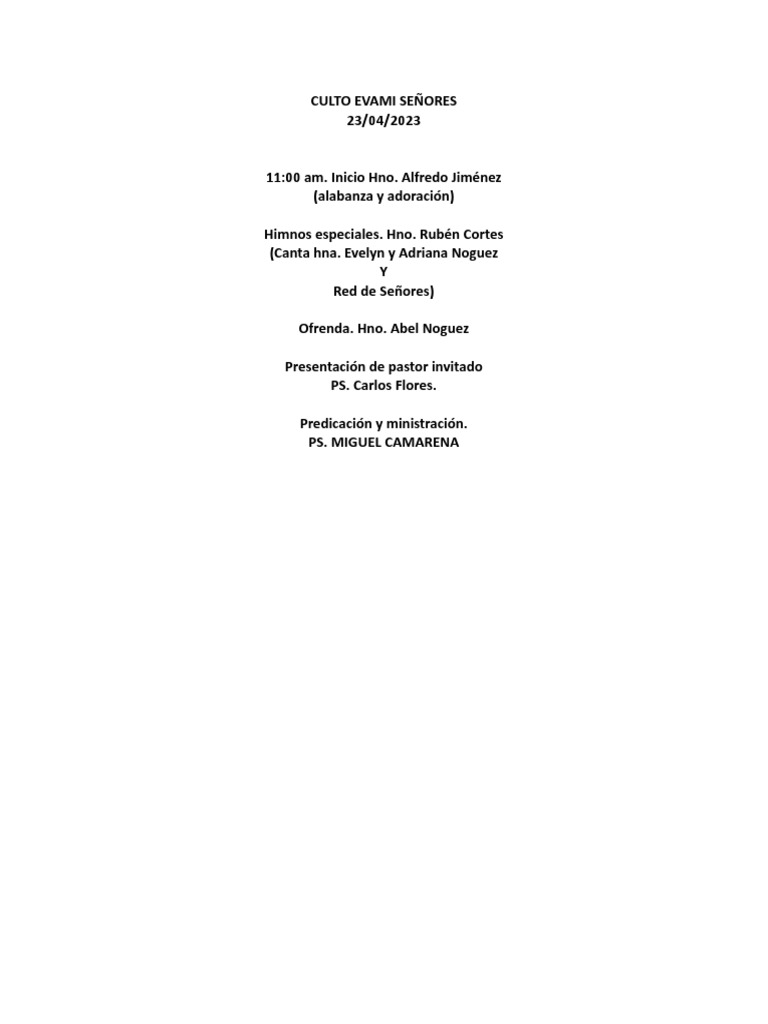 Culto Evami Señores PDF | PDF