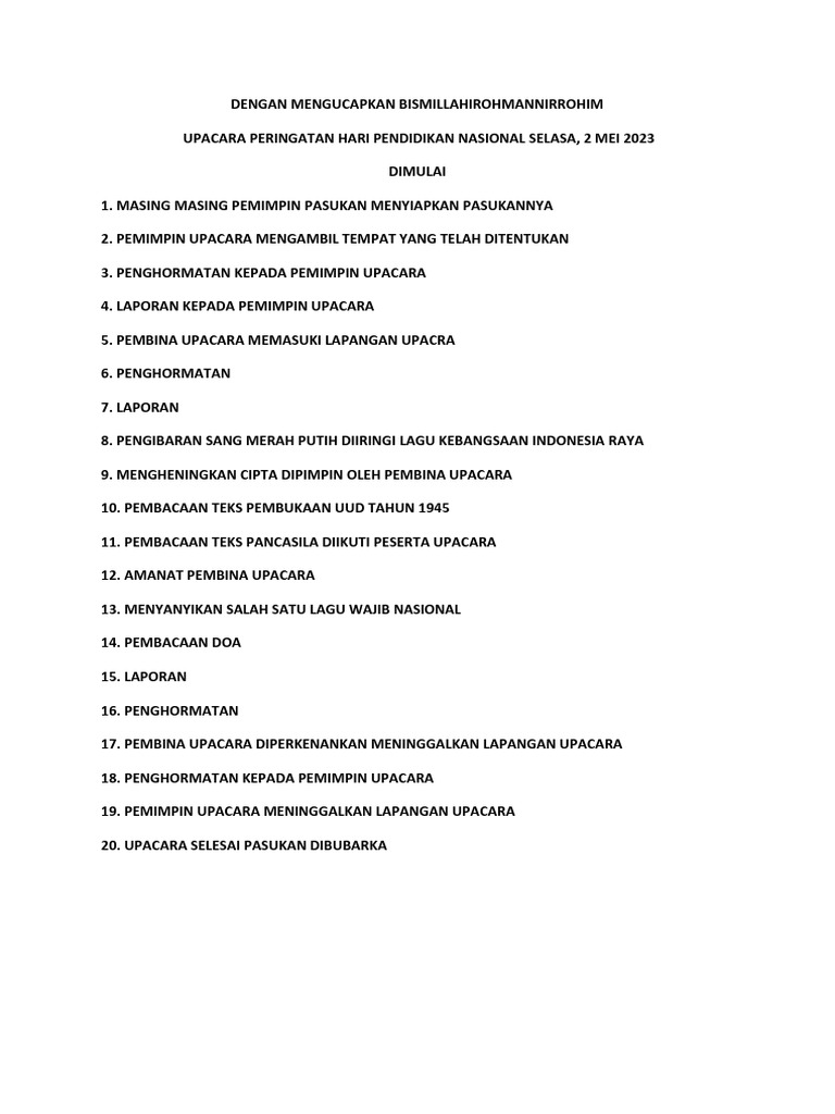 Teks MC Upacara Hardiknas | PDF