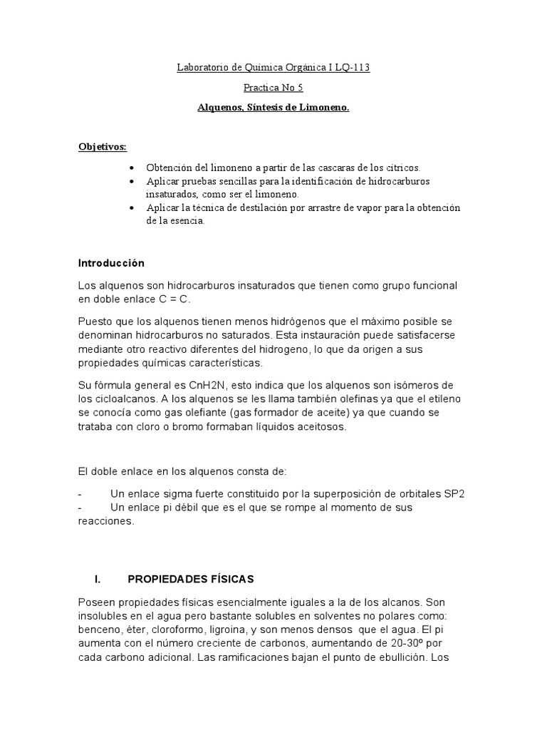 Síntesis y Aplicaciones del Limoneno | PDF