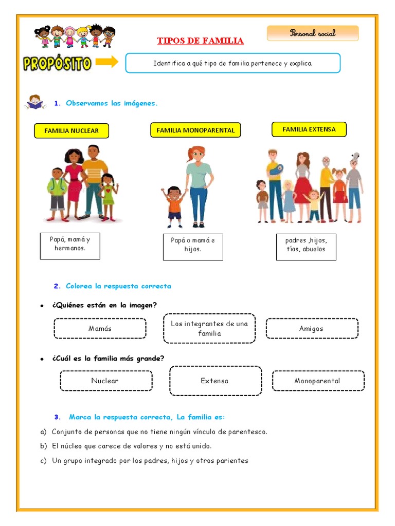 E3 S3 Ficha D1 PS Tipos de Familia | PDF