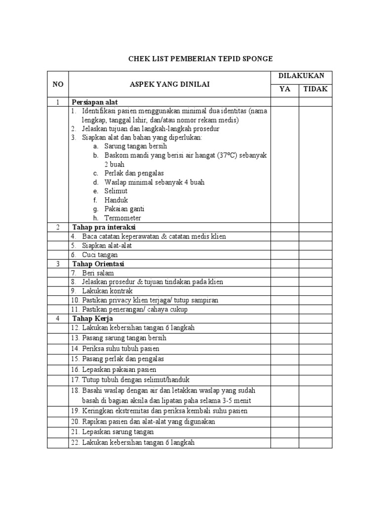 SOP Pemberian Tepid Sponge | PDF | Sains & Matematika