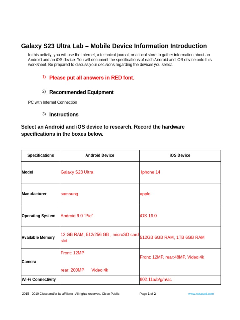 7.1.1.10 Lab - Mobile Device Information | PDF | Ios | Android (Operating System)