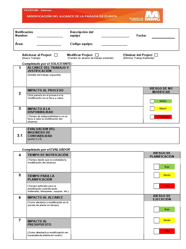 Notificación de Modificación de Alcance | PDF