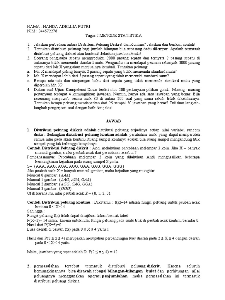 Tugas 2 Metode Statistika | PDF