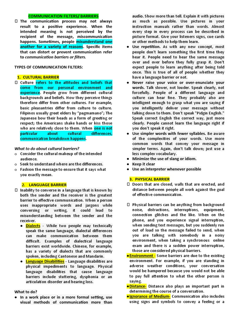 Communication Filters | PDF | Career & Growth | Self-Improvement