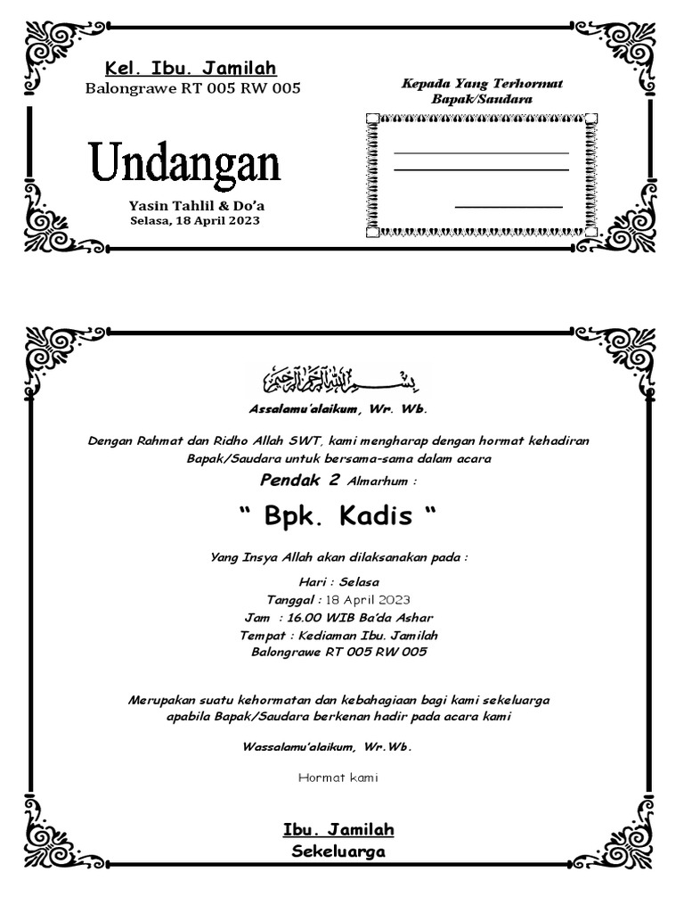 Undangan Pendak 1 | PDF
