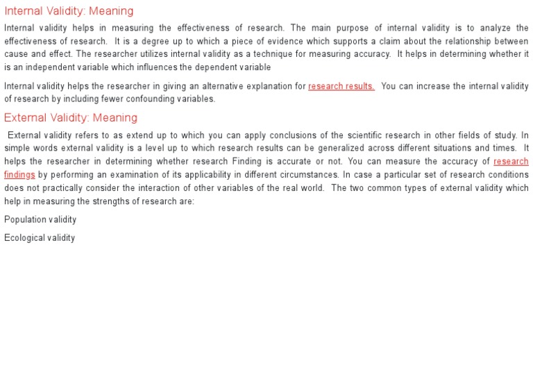 Difference between Internal and External Validity _ Differences, examples_1 | PDF