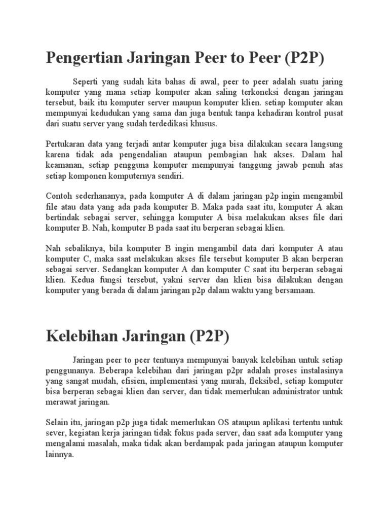 Pengertian Jaringan Peer To Peer | PDF