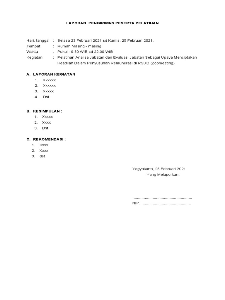 Form Laporan Pelatihan | PDF
