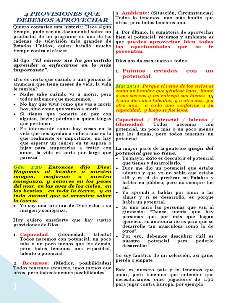 4 Provisiones Que Debemos Aprovechar | PDF