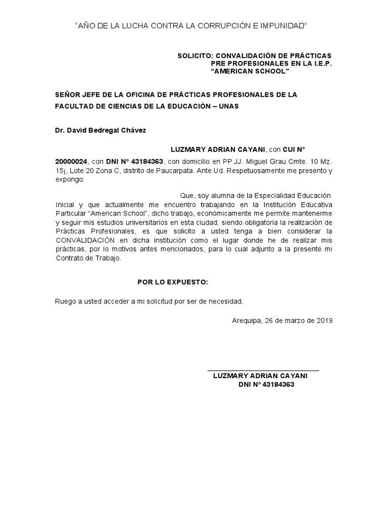 Solicitud de Convalidación de Prácticas | PDF