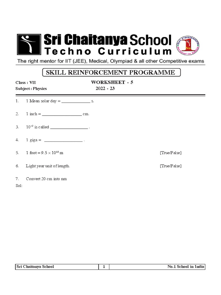 SRP 7th Class Worksheet - 5 PDF | PDF | Teaching Methods & Materials ...