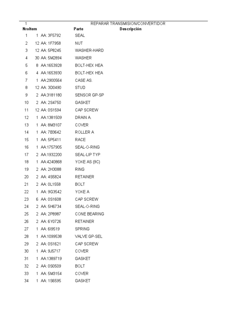 Repuestos R1600H | PDF