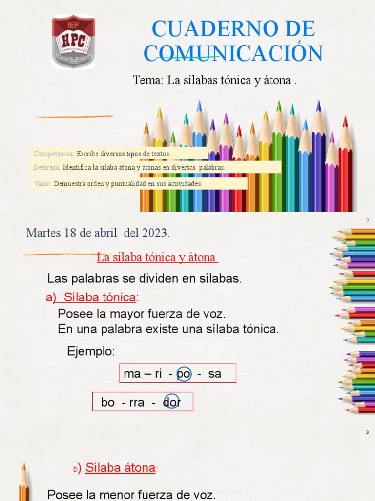CUADERNO_LAS_SILABAS_TONICAS_Y_ATONAS.pptx | PDF
