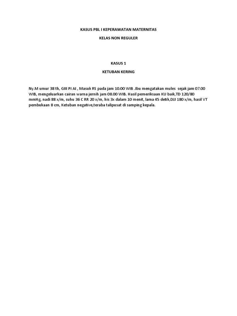 Kasus PBL I Keperawatan Maternitas | PDF