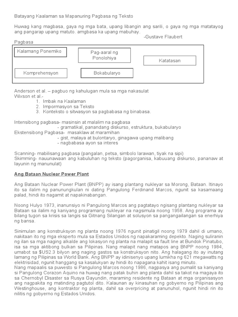 Batayang Kaalaman Sa Mapanuring Pagbasa NG Teksto | PDF Batayang Kaalaman Sa Mapanuring Pagbasa NG Teksto | PDF