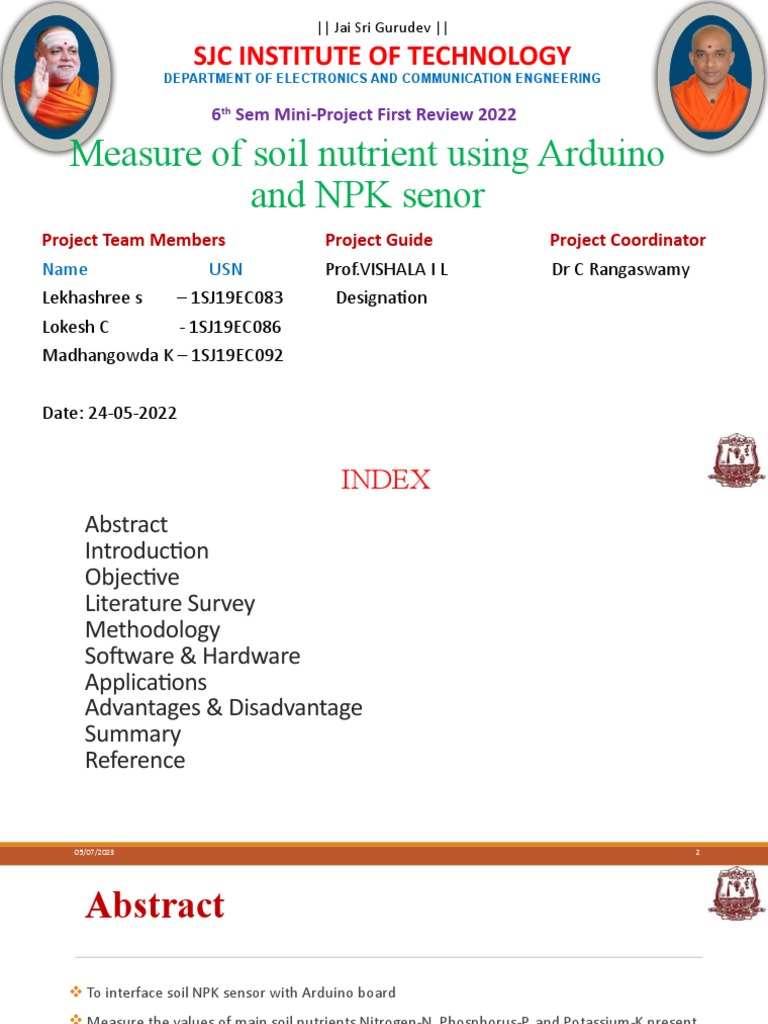 SJC Institute of Technology: Measure of Soil Nutrient Using Arduino and NPK Senor | PDF | Soil ...