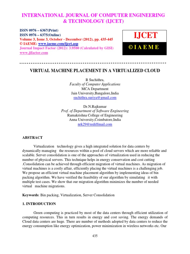 Virtual Machine Placement in A Virtualiz PDF | Download Free PDF ...