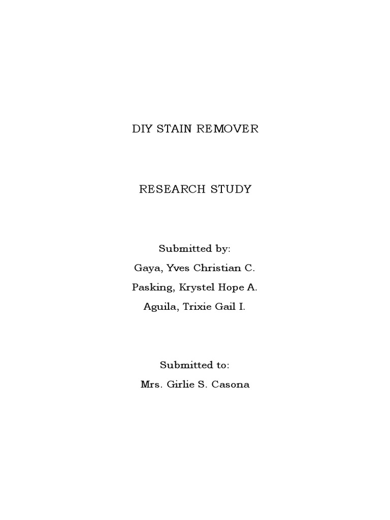 DIY Stain Remover Study Shows Effectiveness | PDF | Sodium Bicarbonate ... DIY Stain Remover Study Shows Effectiveness | PDF | Sodium Bicarbonate ...