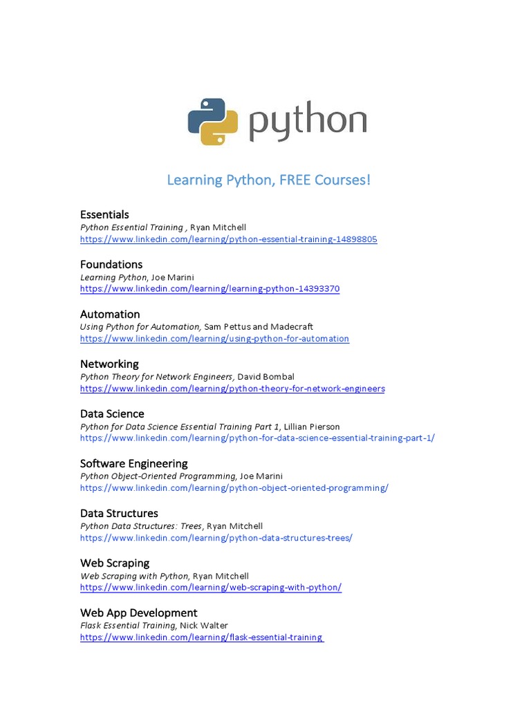 Learning Python, Free Courses! | PDF