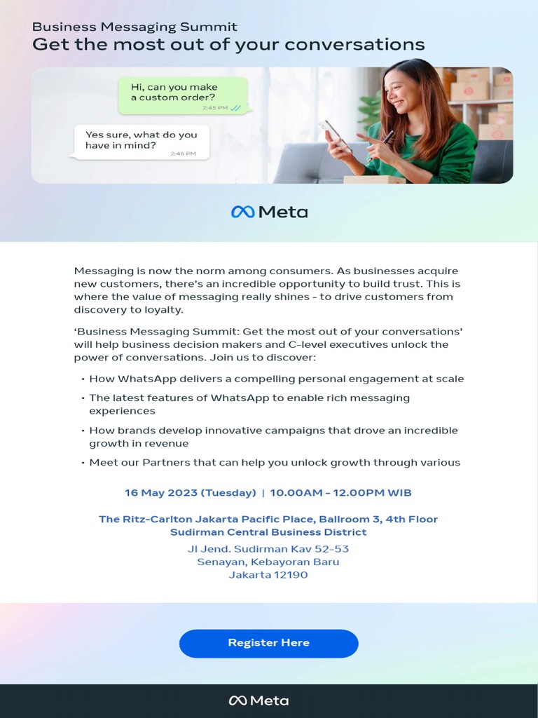 Meta Business Messaging Summit Invitation, 16 May 2023 | PDF
