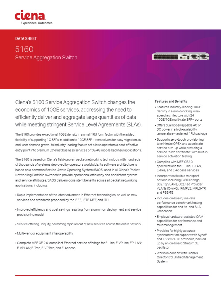 5160 Service Aggregation Switch Data Sheet | PDF