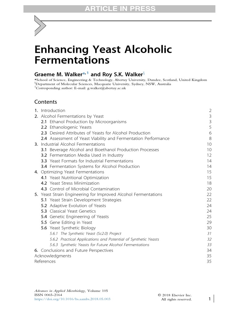 Enhancing Yeast Alcoholic Fermentation | PDF | Yeast | Fermentation