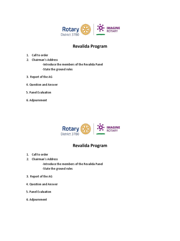 Revalida Program Agenda Overview | PDF | Science & Mathematics