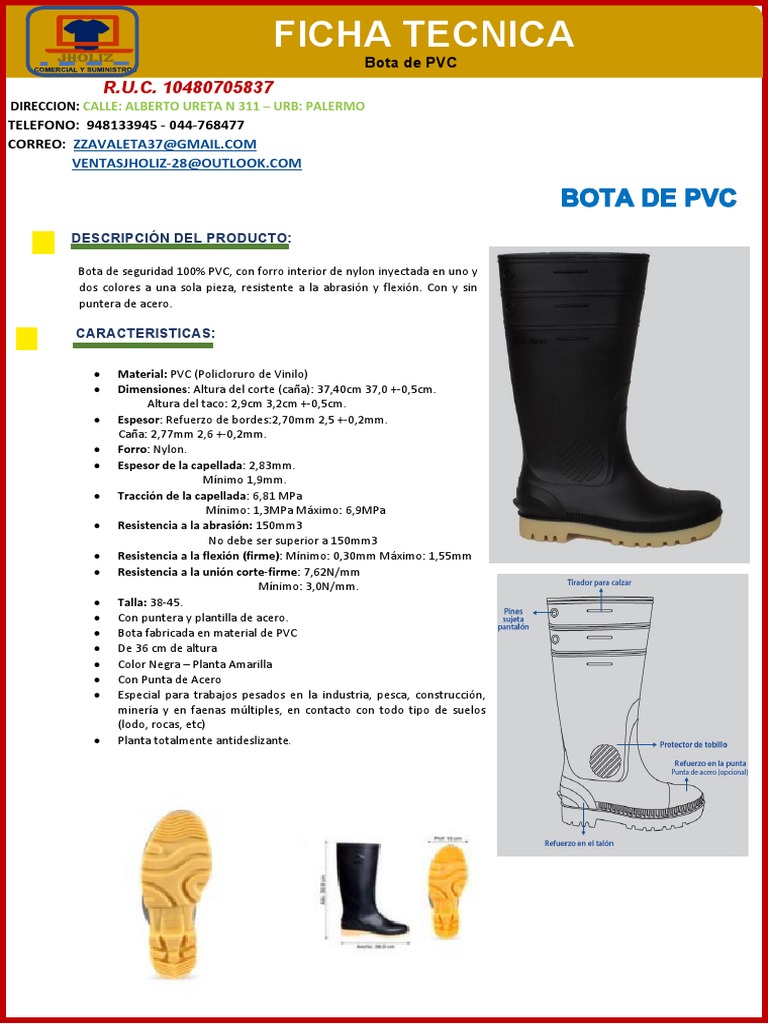 Ficha-Tecnica-Bota de PVC PDF | PDF