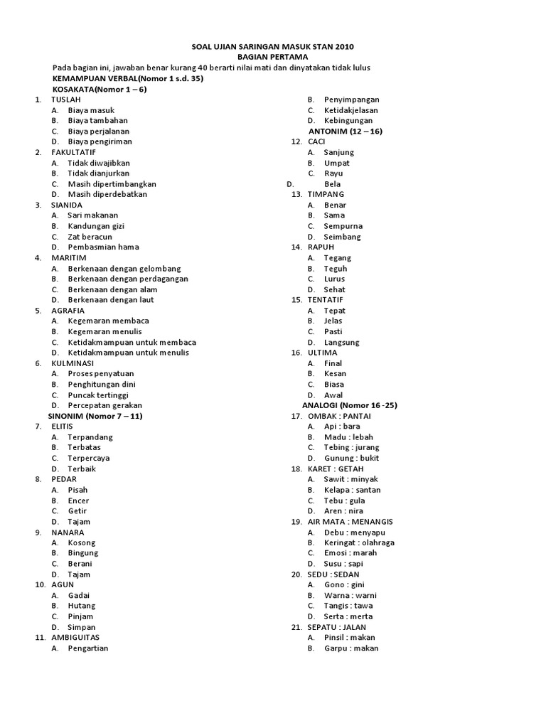 Soal PKN STAN 0 | PDF
