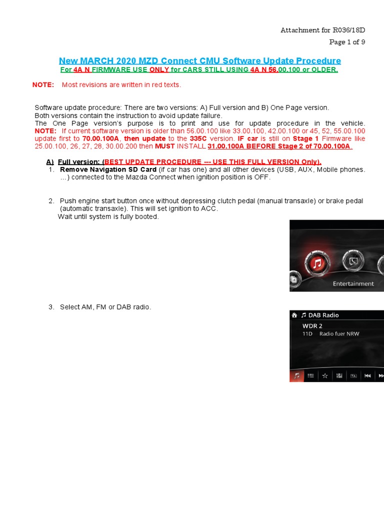 2020 MZD CONNECT REVISED For 4A N Firmware ONLY | PDF
