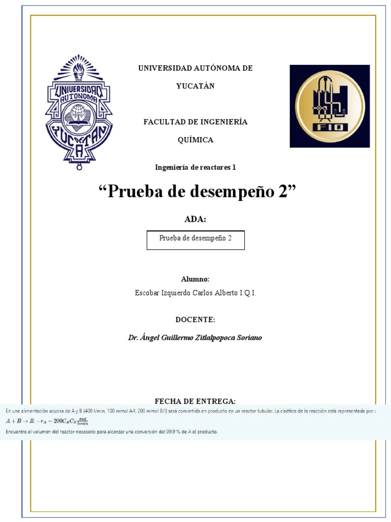 Análisis de Reactores Químicos | PDF