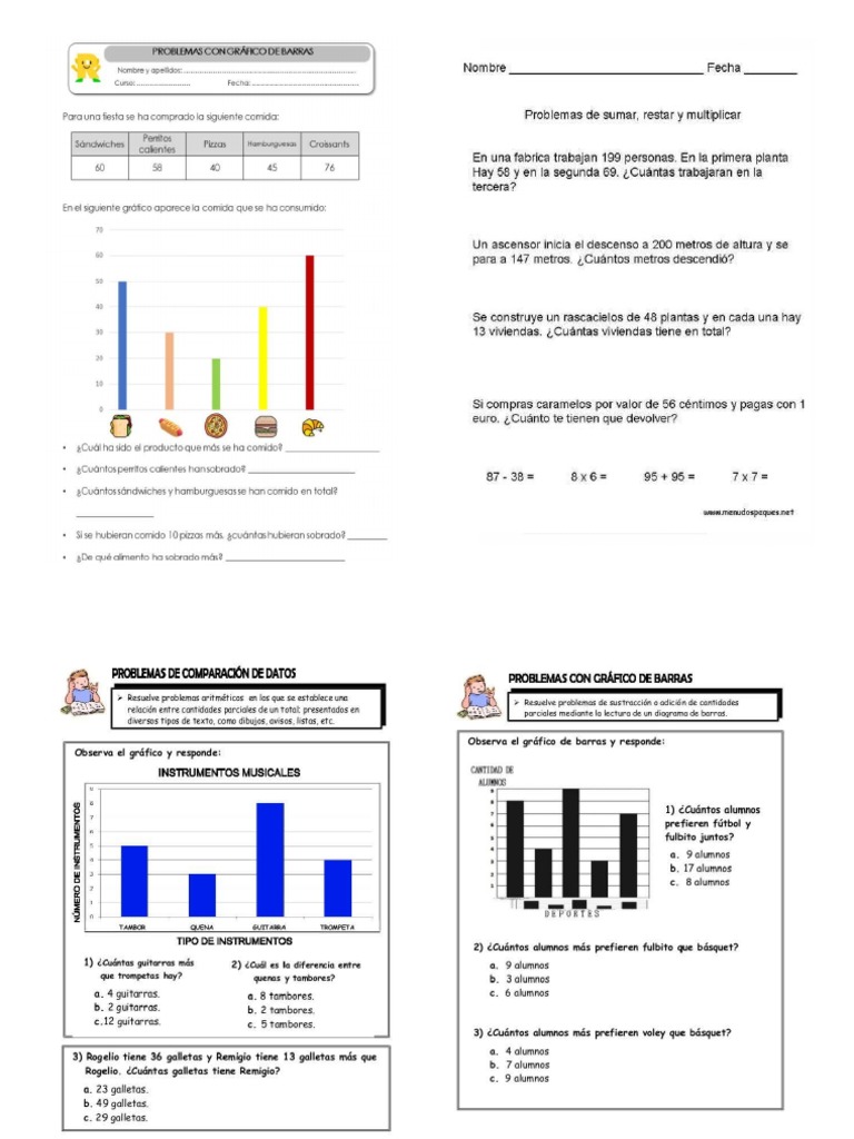problemas matematicos de grafico de barras.docx | PDF