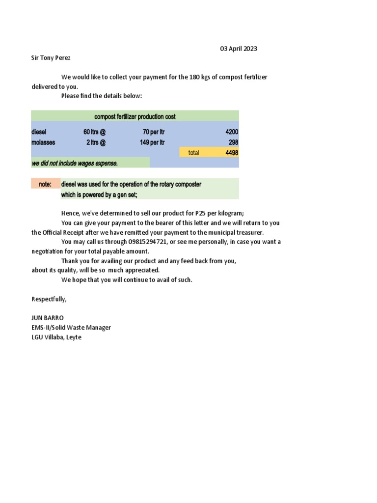 compost fertilizer billing.xlsx | PDF