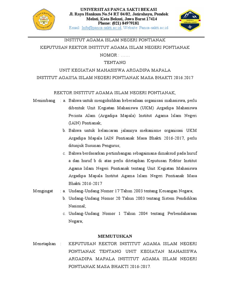 Contoh SK Mapala | PDF