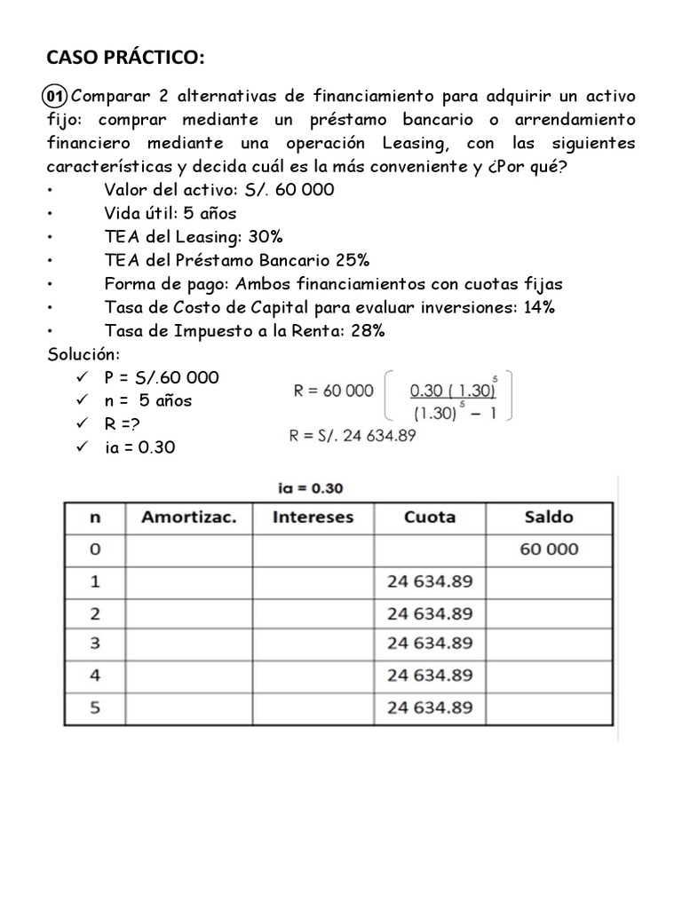 Taller de Leasing Ejercicios (2) A5 | PDF