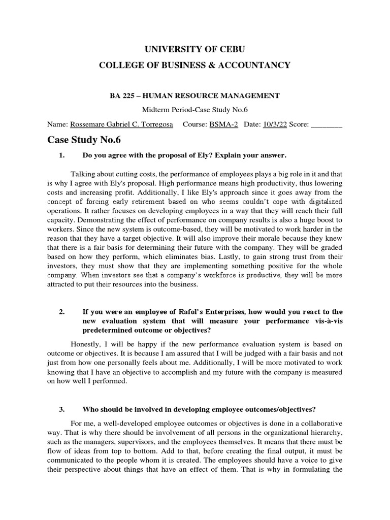 HRM Case Study No.1 | PDF