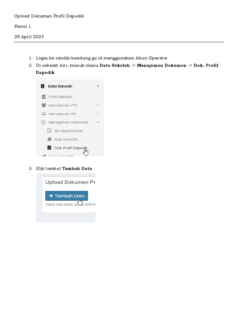 Panduan Upload Profil Dapodik 2023 | PDF