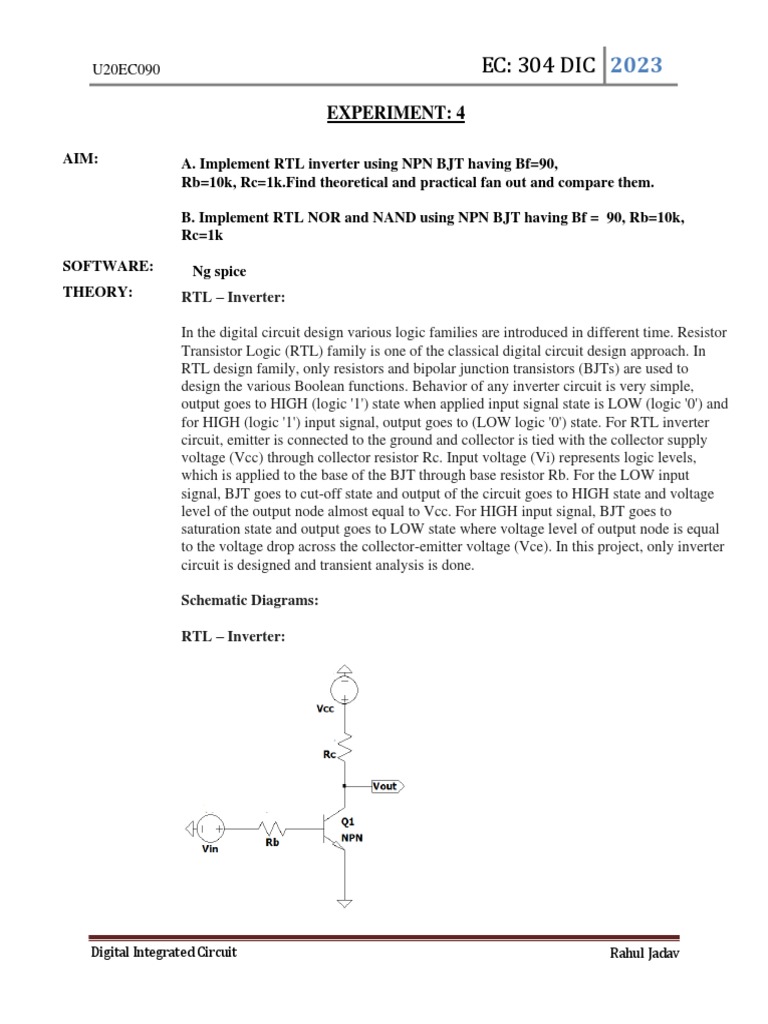 Exp4 RTL Inv Fanout Nor Nand | PDF | Computers