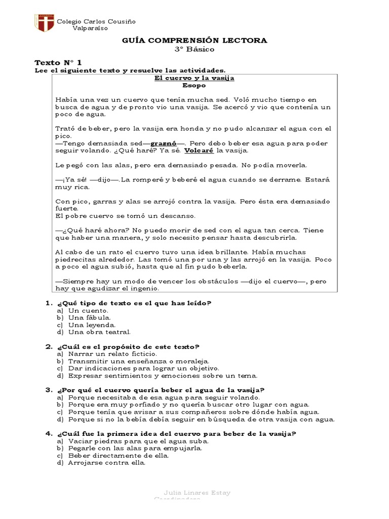 Guía+Comprensión+Lectora+3°+Básico+El+cuevo+y+la+vasija Abcdpdf PDF A ...