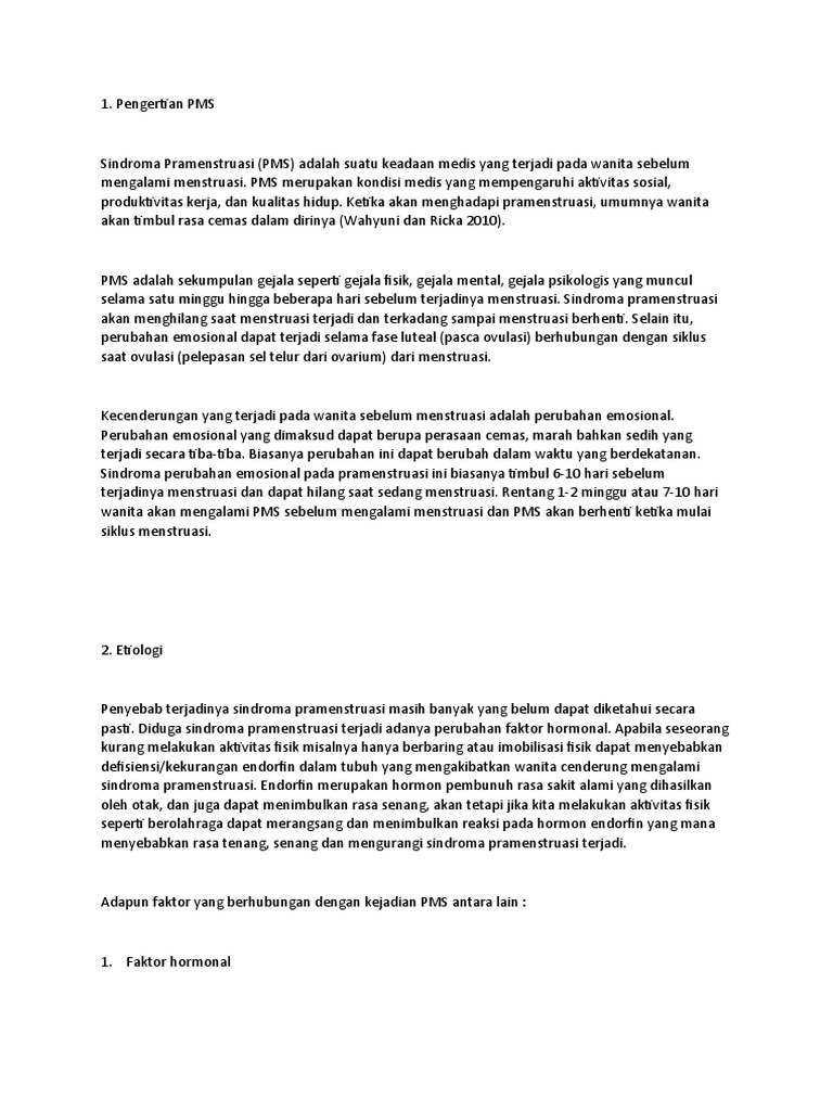 PMS (Premenstrual Syndrome) | PDF