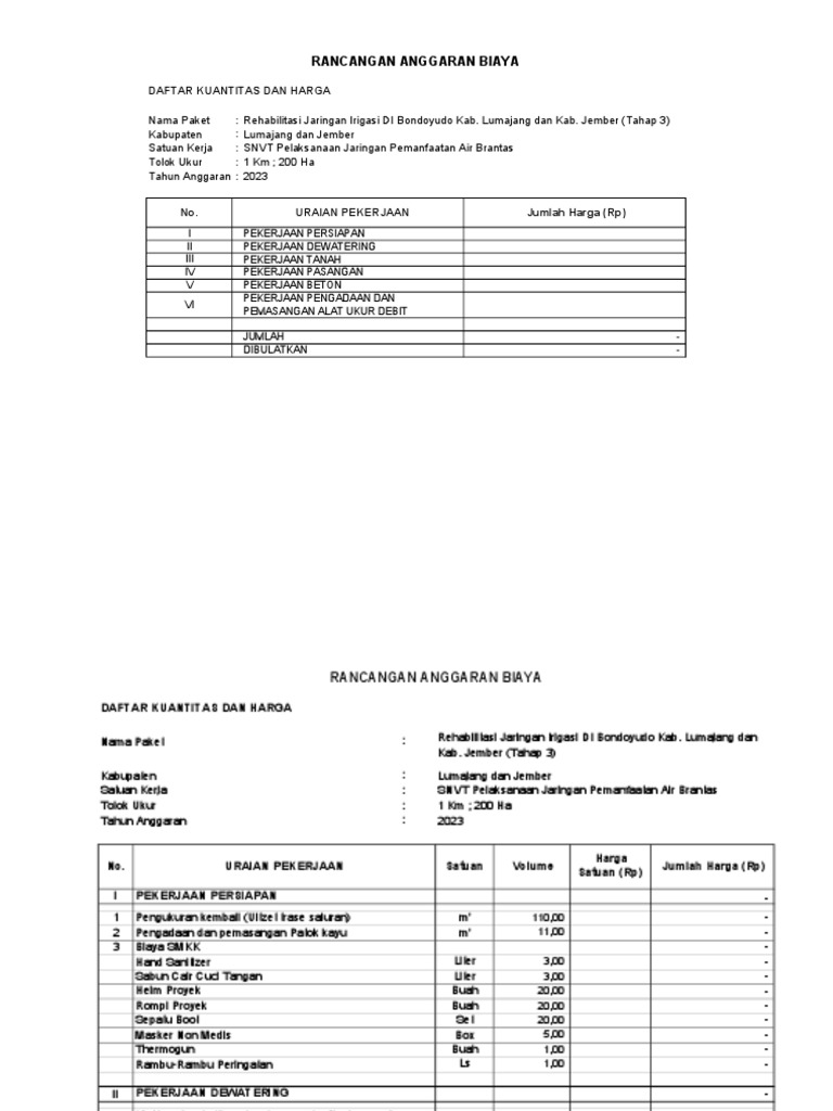 BOQ Rehab DI Bondoyudo Tahap 3 | PDF