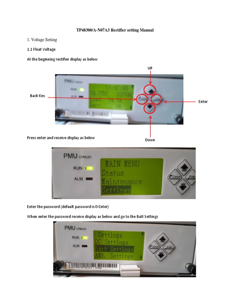 TP48300A-N0A3 Rectifier Setting Manual | PDF