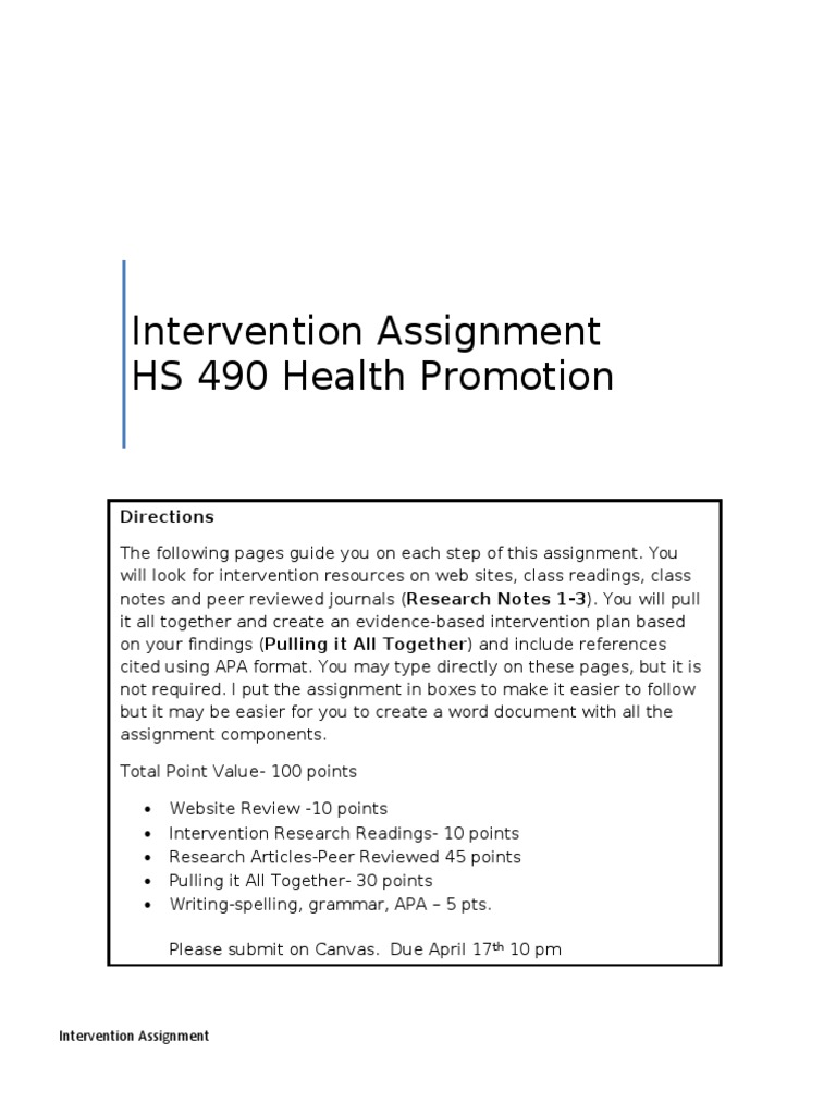 Annotated-Intervention 20assignment | PDF | Preventive Healthcare ...