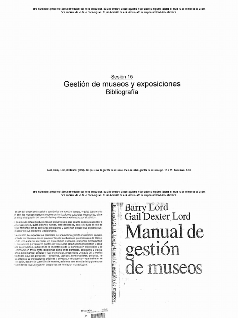 Gestión de Museos Cap. Lord Barry PDF | PDF