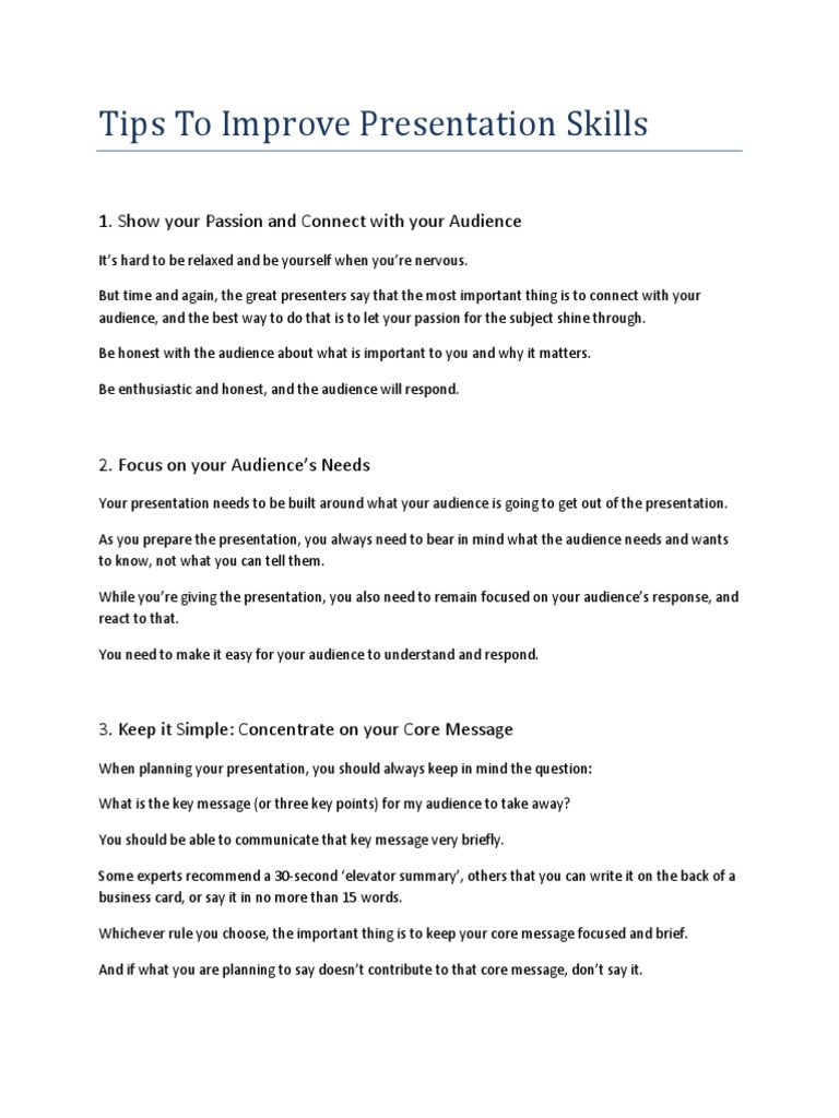 Tips To Improve Presentation Skills Pdf