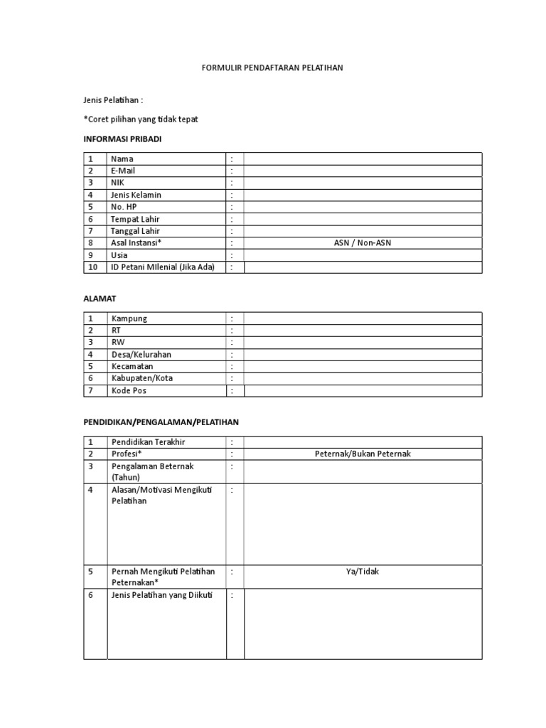 Formulir Pelatihan PDF | PDF Formulir Pelatihan PDF | PDF