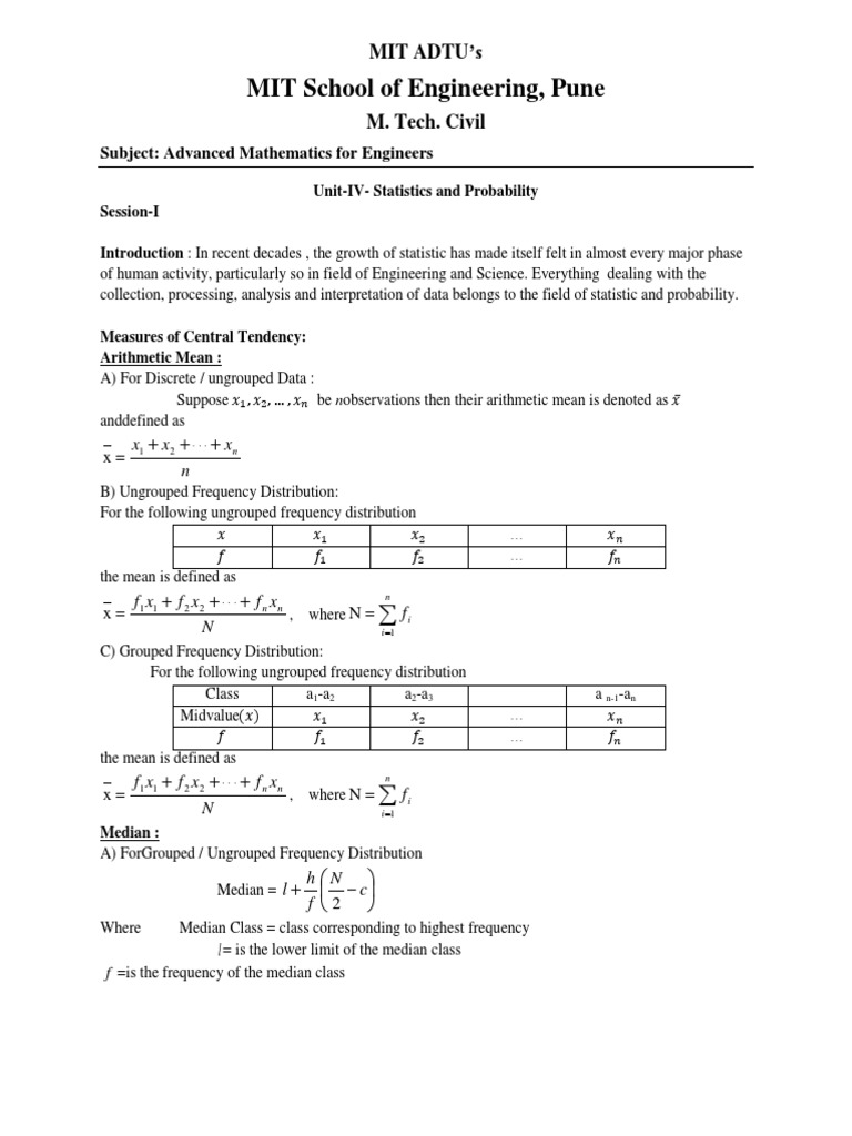 Unit 4 Statistics and Probability PDF | PDF